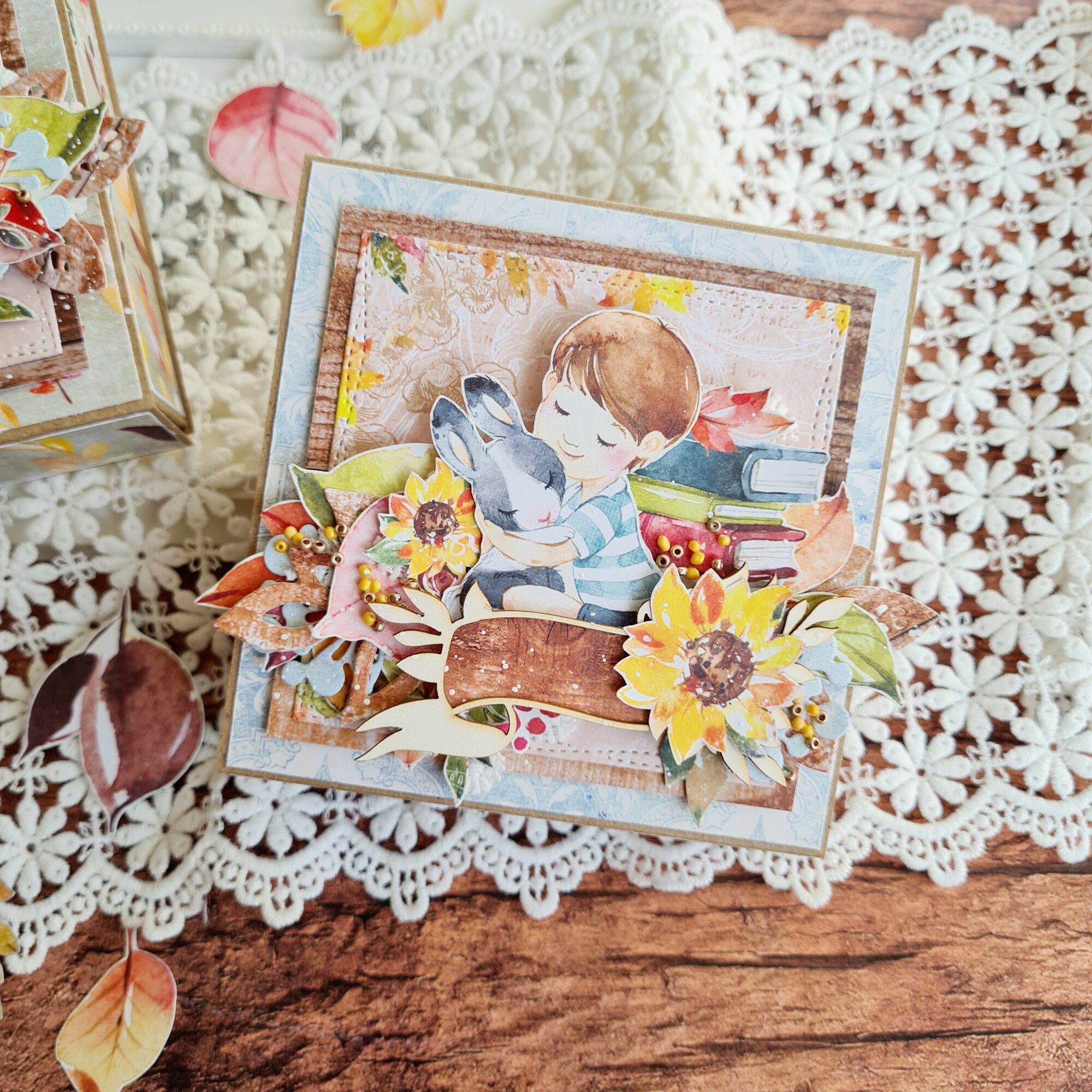 Коробка подарочная ручной работы скрапбукинг, 10,5х10,5х2,5 см