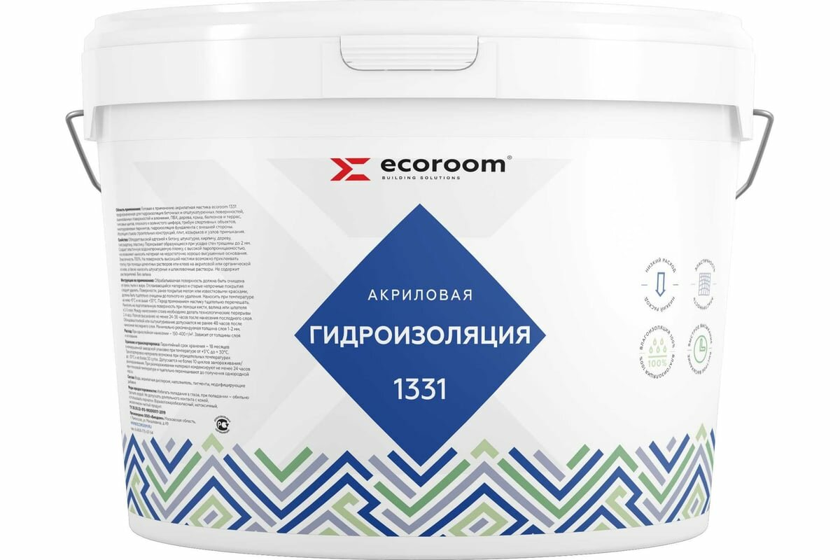 ECOROOM Гидроизоляция акрилатная 1331, 6кг Е-Гидр1331/7