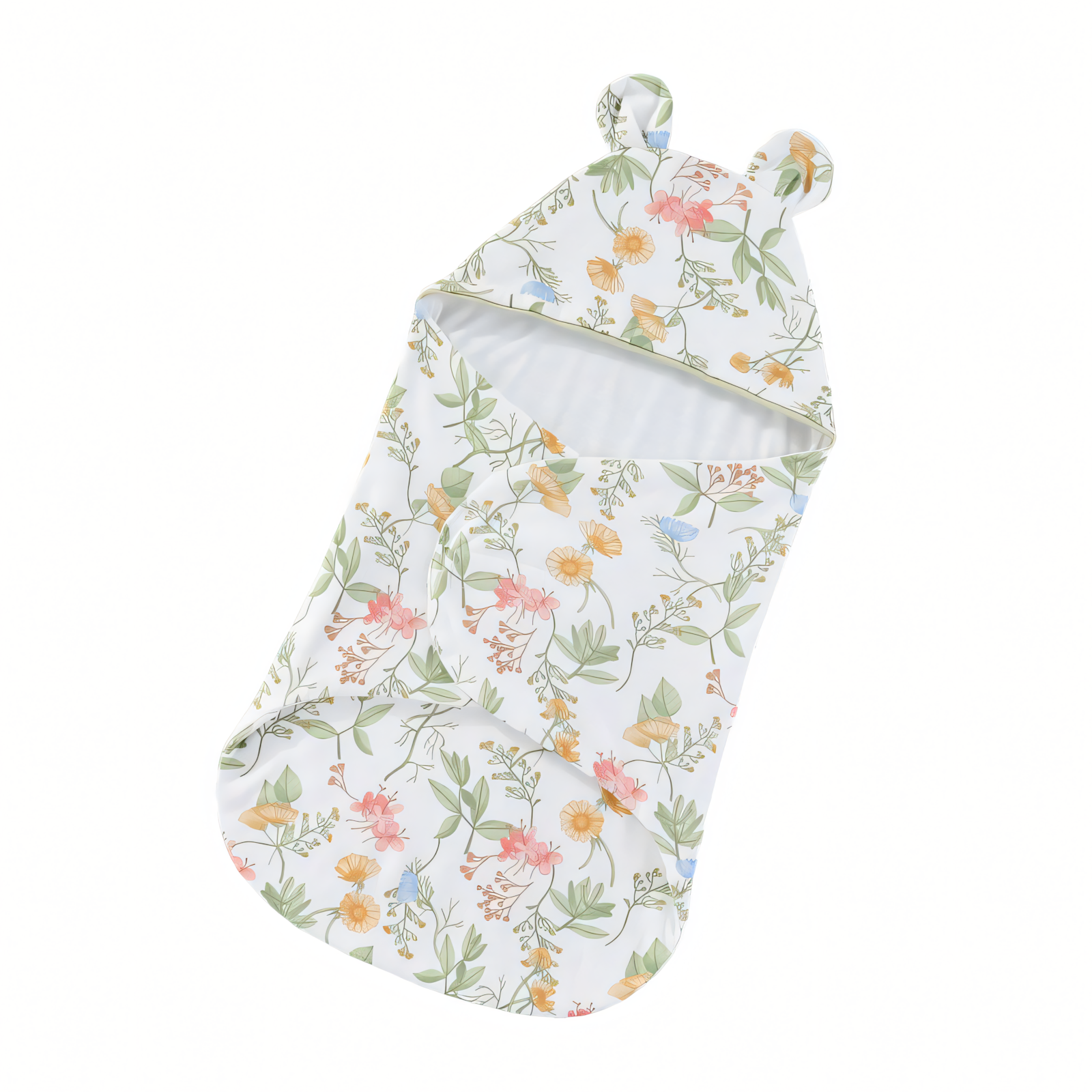 Конверт-кокон Baby Yue Rabbit для новорожденных, двухслойный, 70 см, зеленые цветы