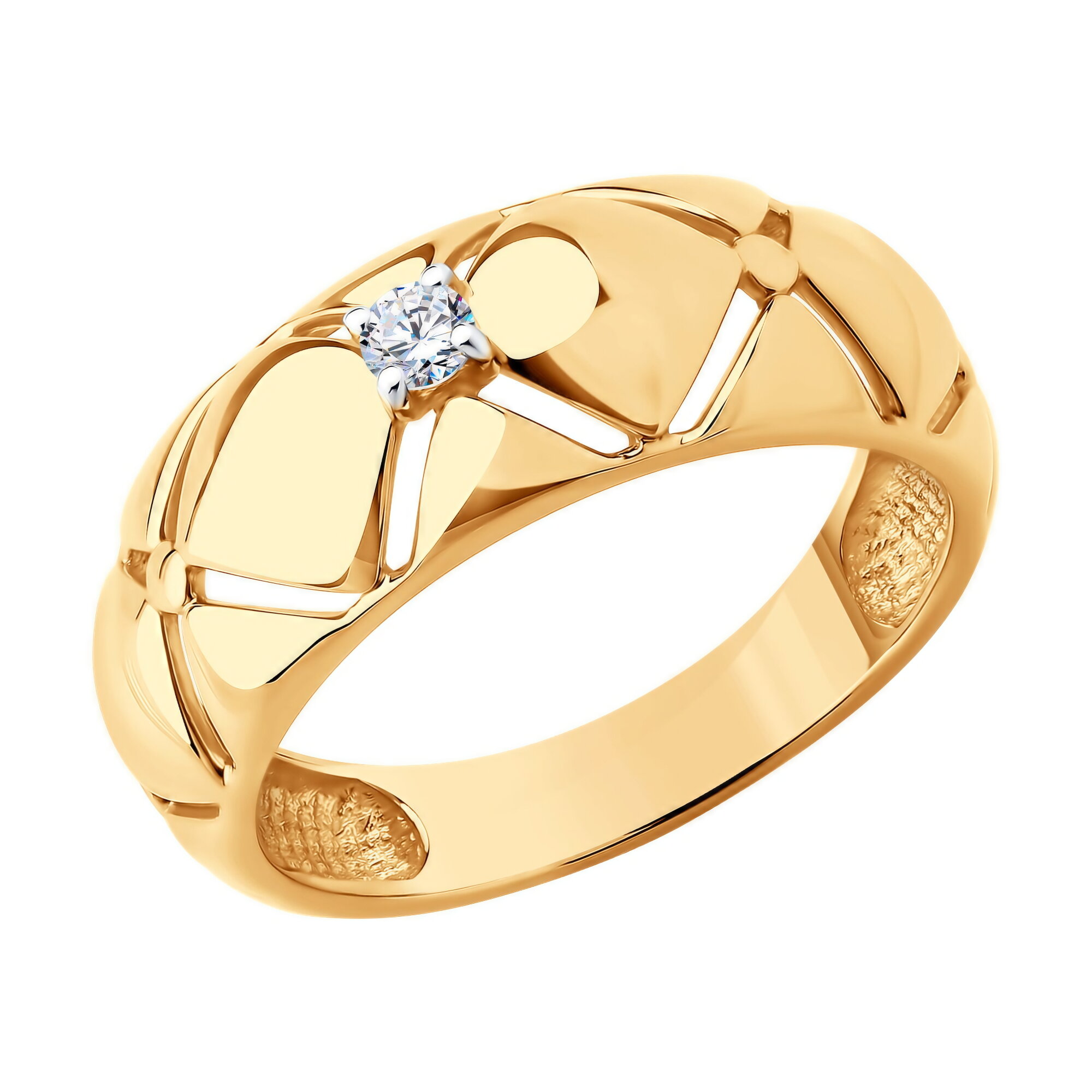 Кольцо, красное золото, 585 проба, фианит