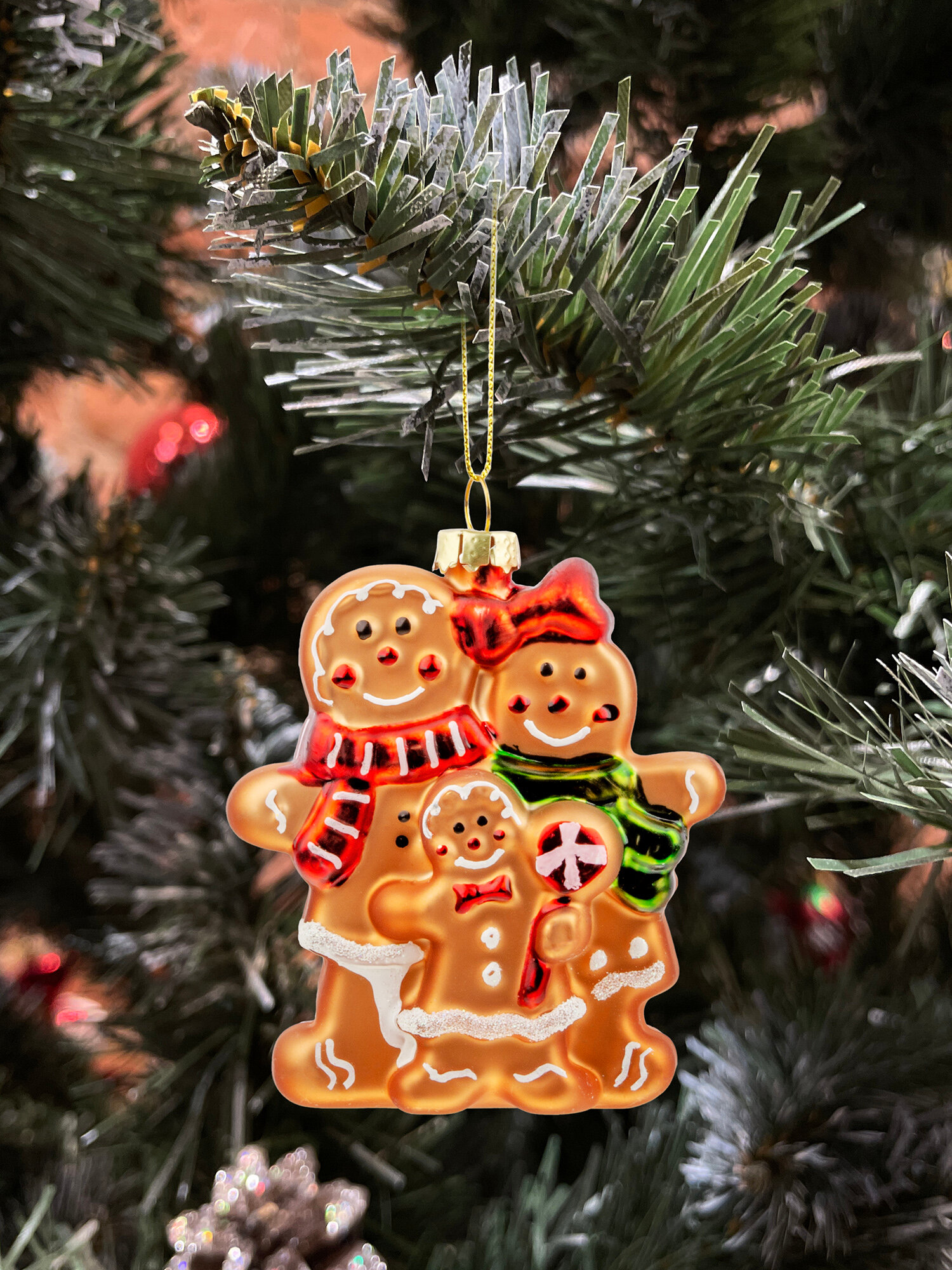 Стеклянная новогодняя елочная игрушка "UltraMarin" 157-LN НГ Пряничная семейка