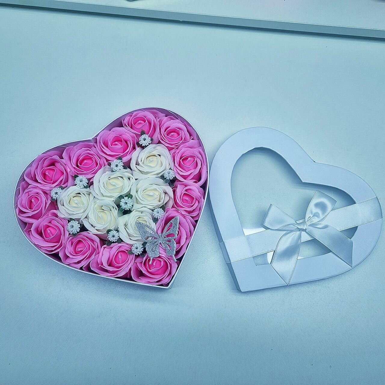 Подарок сердце с мыльными розами - цветы из мыла: на день рождения, девушке, маме, любимой жене