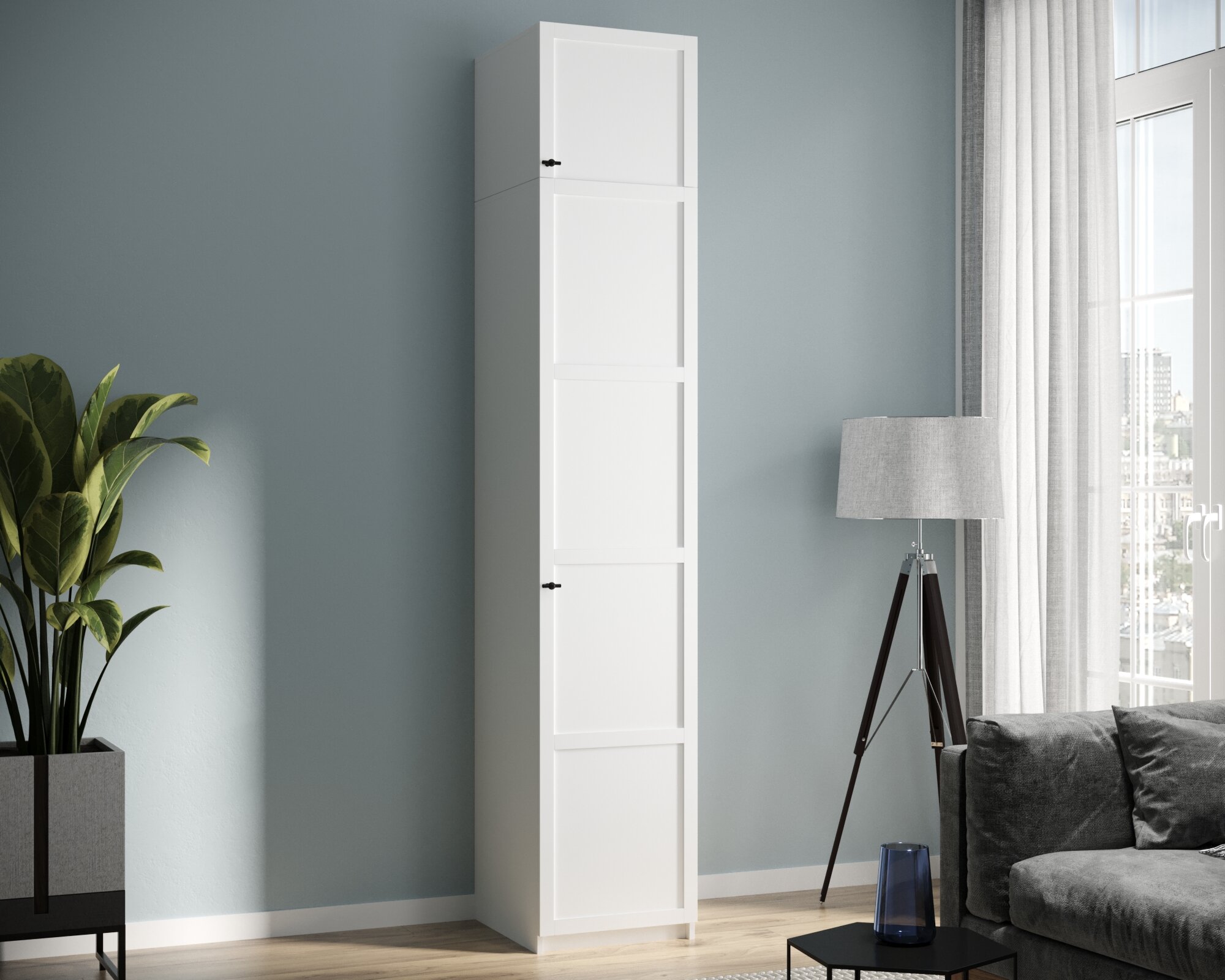 Шкаф пенал со штангой Мебель на Руси " Берг 4" 40х240х50 Белый / Лотос