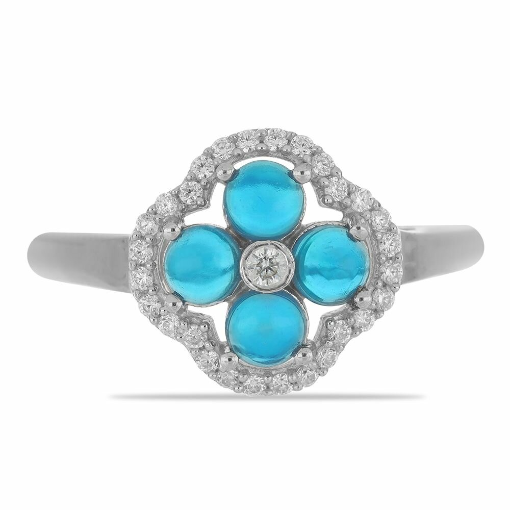 Кольцо, серебро, 925 проба, родирование, опал, фианит