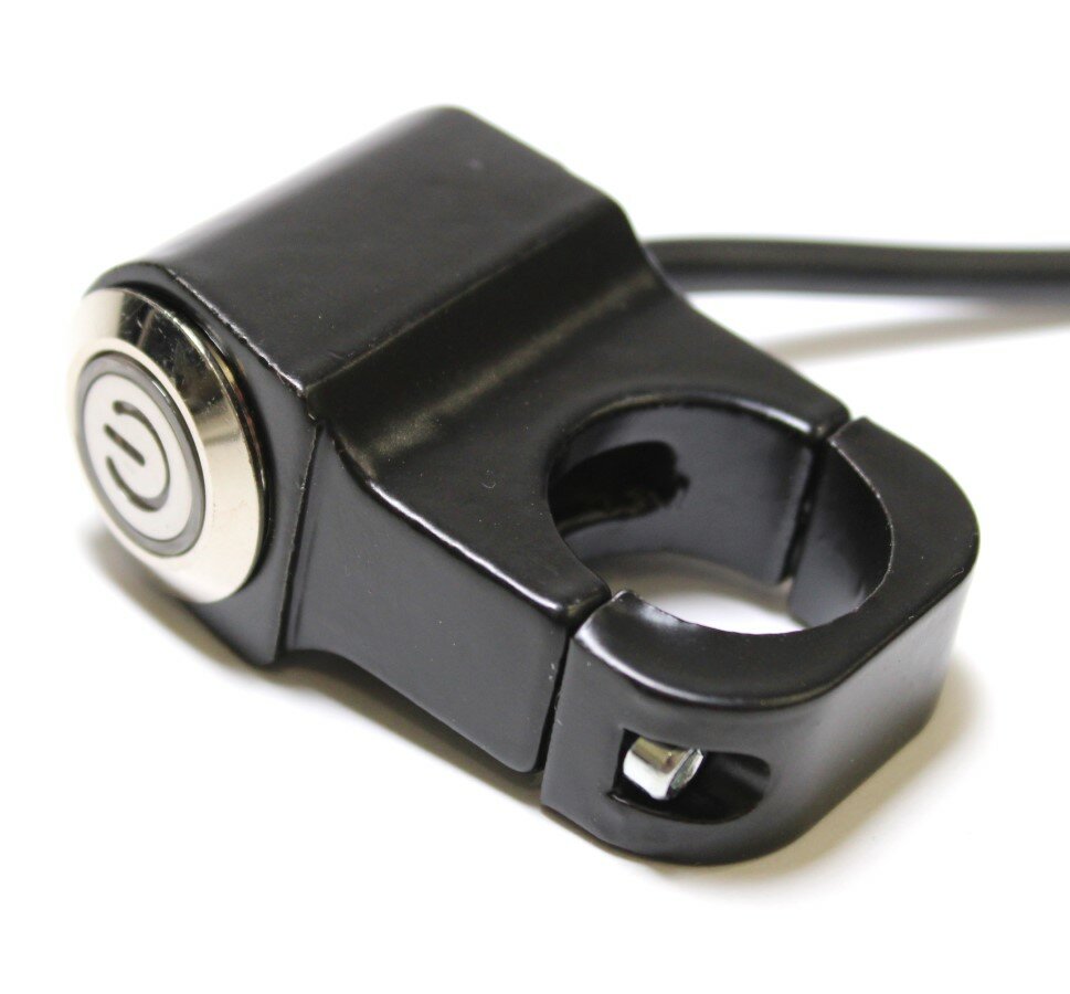 Кнопка на руль антивандальная с фиксацией YJ-MCC011 OFF-ON, с подсветкой Зеленый на руль д.20-25 мм для мотоцикла, скуте