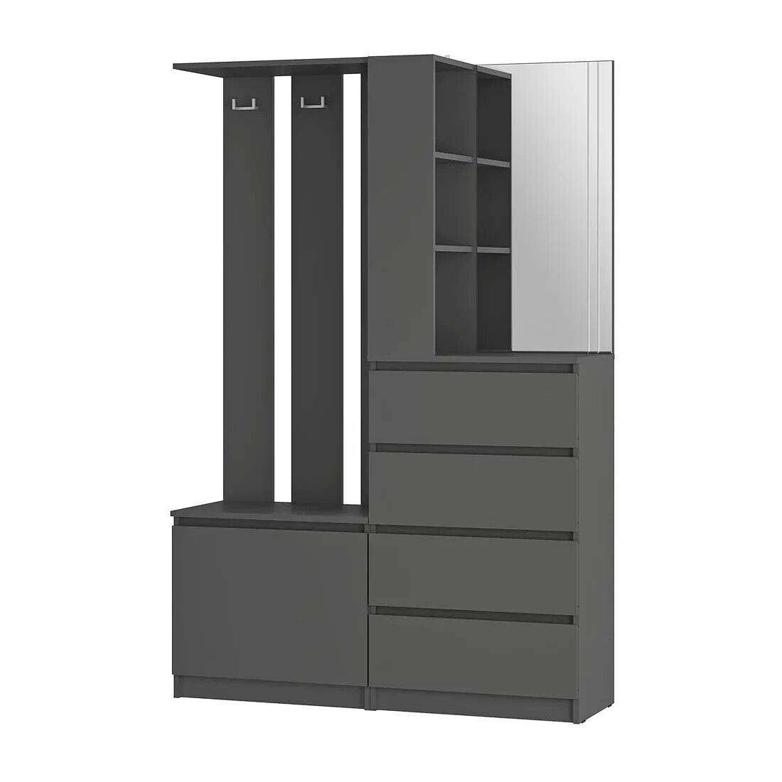 Прихожая ПР-04 «Симпл» модульная с зеркалом, графит (1203х376х1806)