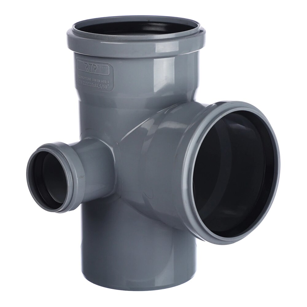 Крестовина канализационная РТП d110x110x50 мм левая угол 90 гр. двухплоскостная