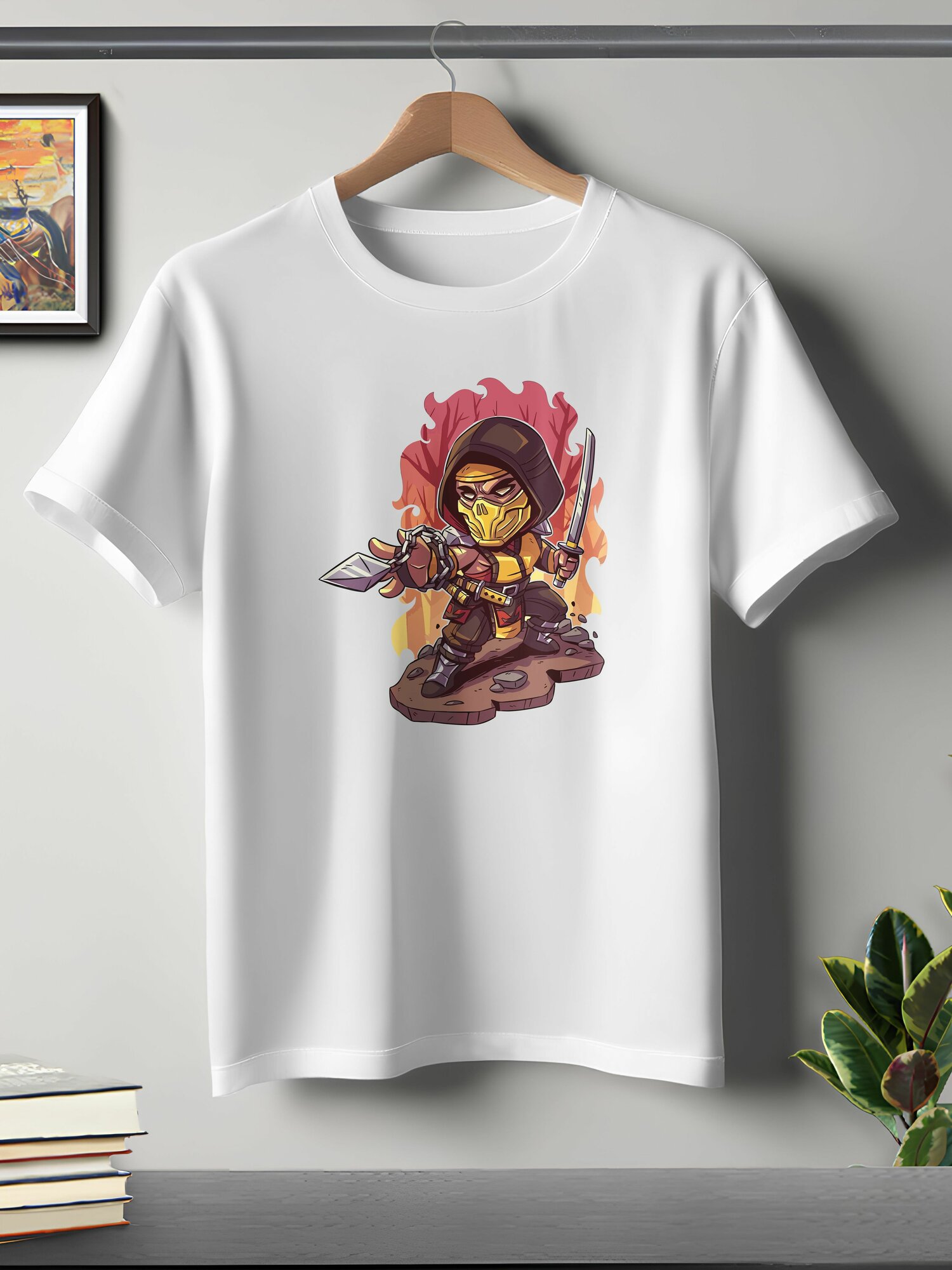 Футболка ONEQ унисекс 56-58 (3XL) размер с принтом Скорпион, белая