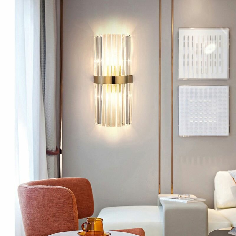 Современный роскошный золотой светодиодный настенный светильник бра для внутреннего оформления Гостиной Спальни лестницы