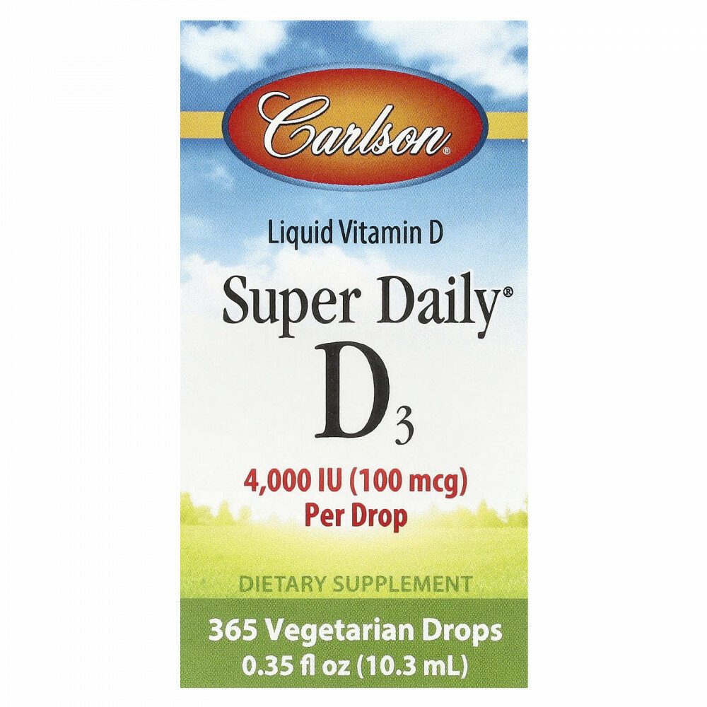 Carlson, Super Daily® D3, 100 мкг (4000 МЕ), 10,3 мл (0,35 жидк. Унции)