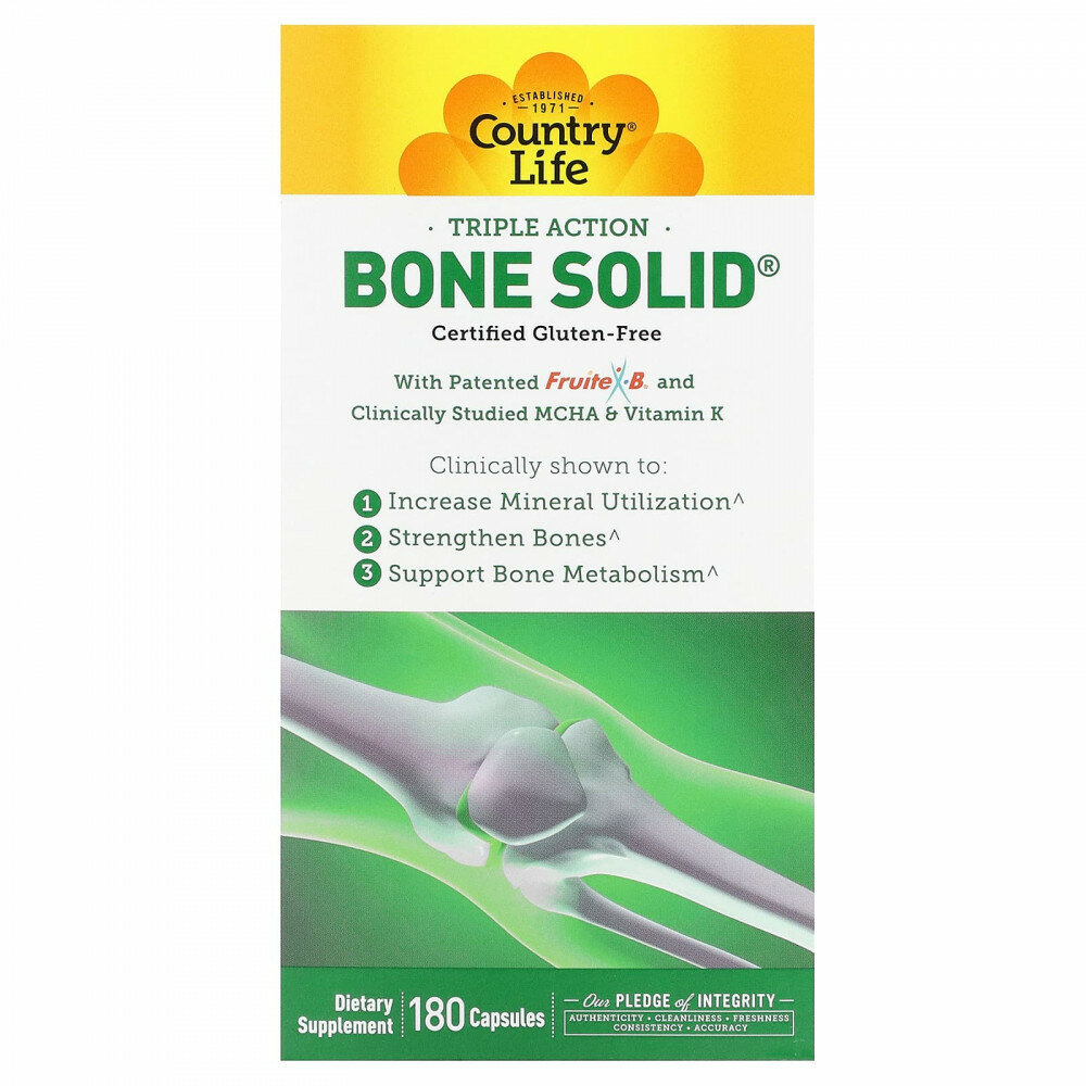 Country Life, Triple Action Bone Solid®, 180 капсул