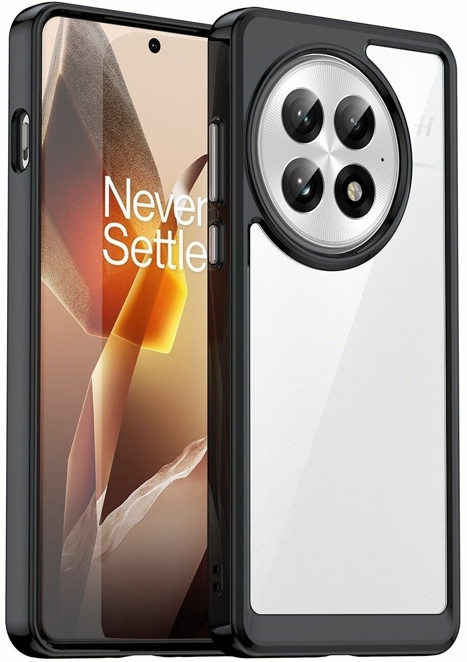 Чехол на OnePlus 13 пластиковый с силиконовой окантовкой чёрный