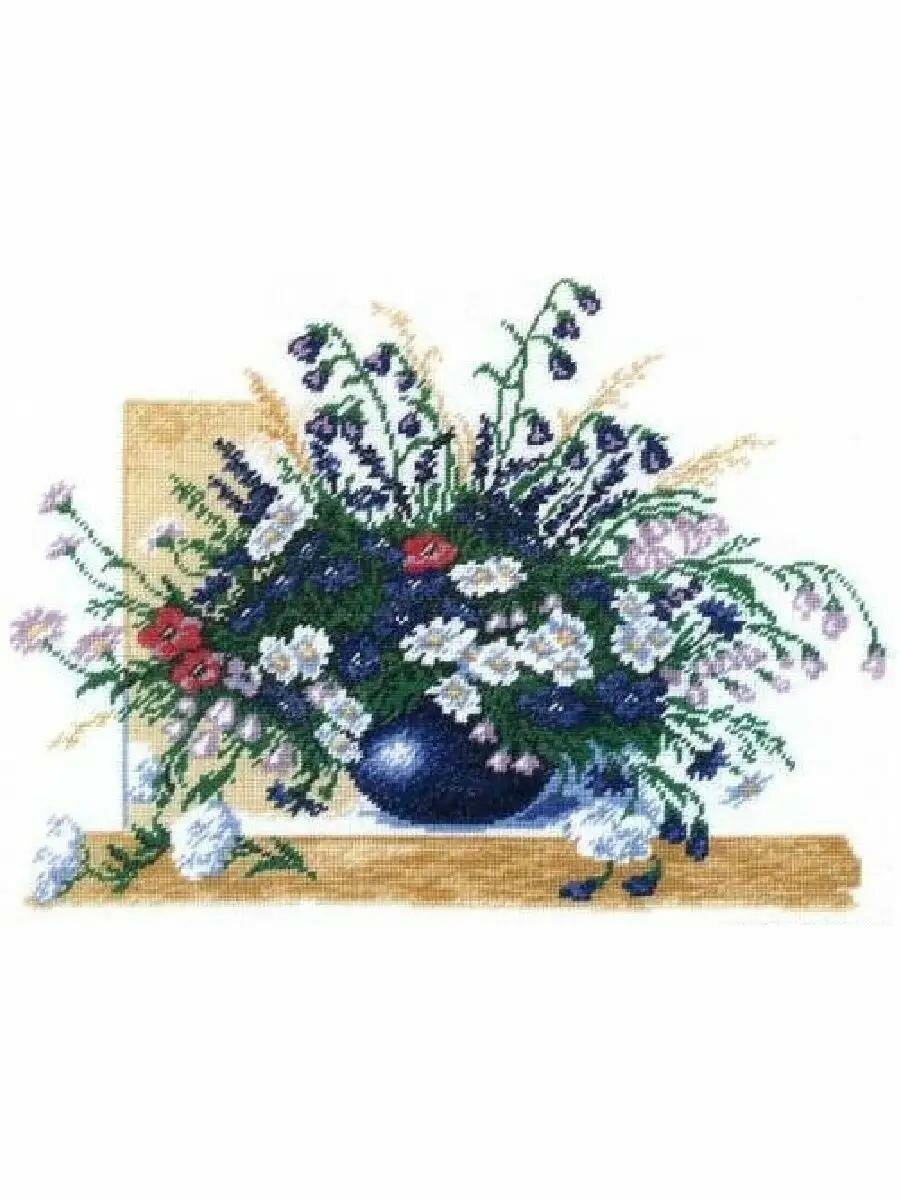 Набор для вышивания крестом Hobby&Pro Полевые цветы, 27х35 см, инструкцией