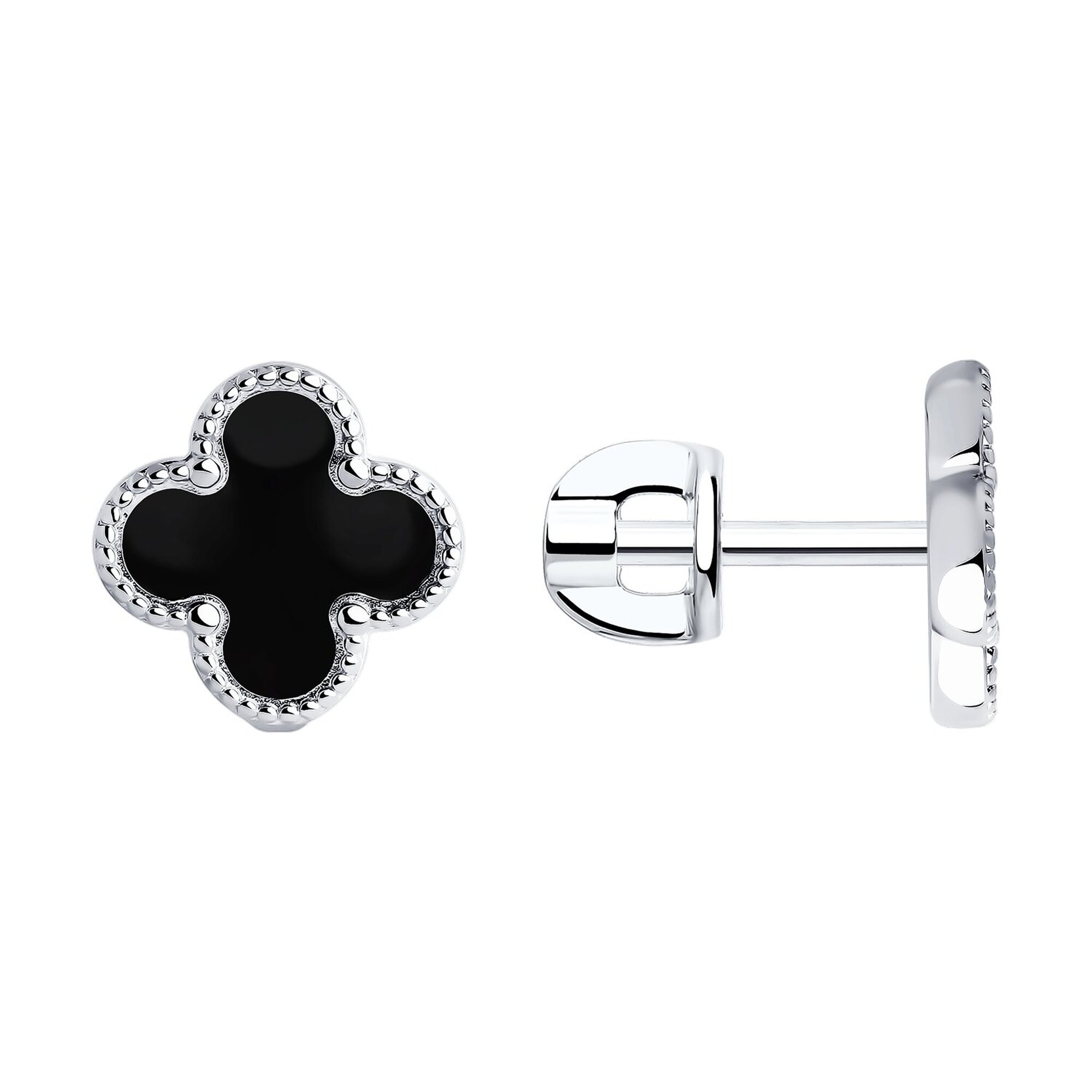 Серьги пусеты, серебро, 925 проба, родирование, эмаль