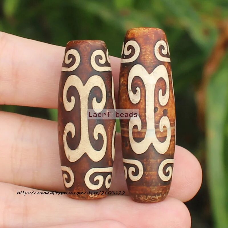 Старинный тибетский агат Дзи бусины лаerf beads 40mmHuiWen