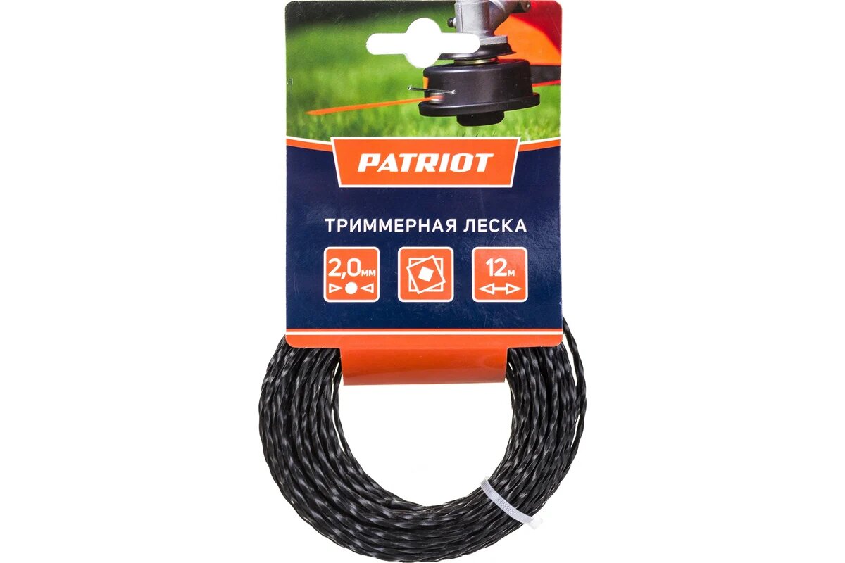PATRIOT леска для триммера 2.0 мм 12 м скрученный квадрат 200-12-5 805205124.