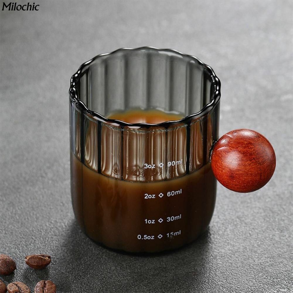 Стеклянный мерный стаканчик для кофе, термостойкий, легко моющийся, прочный