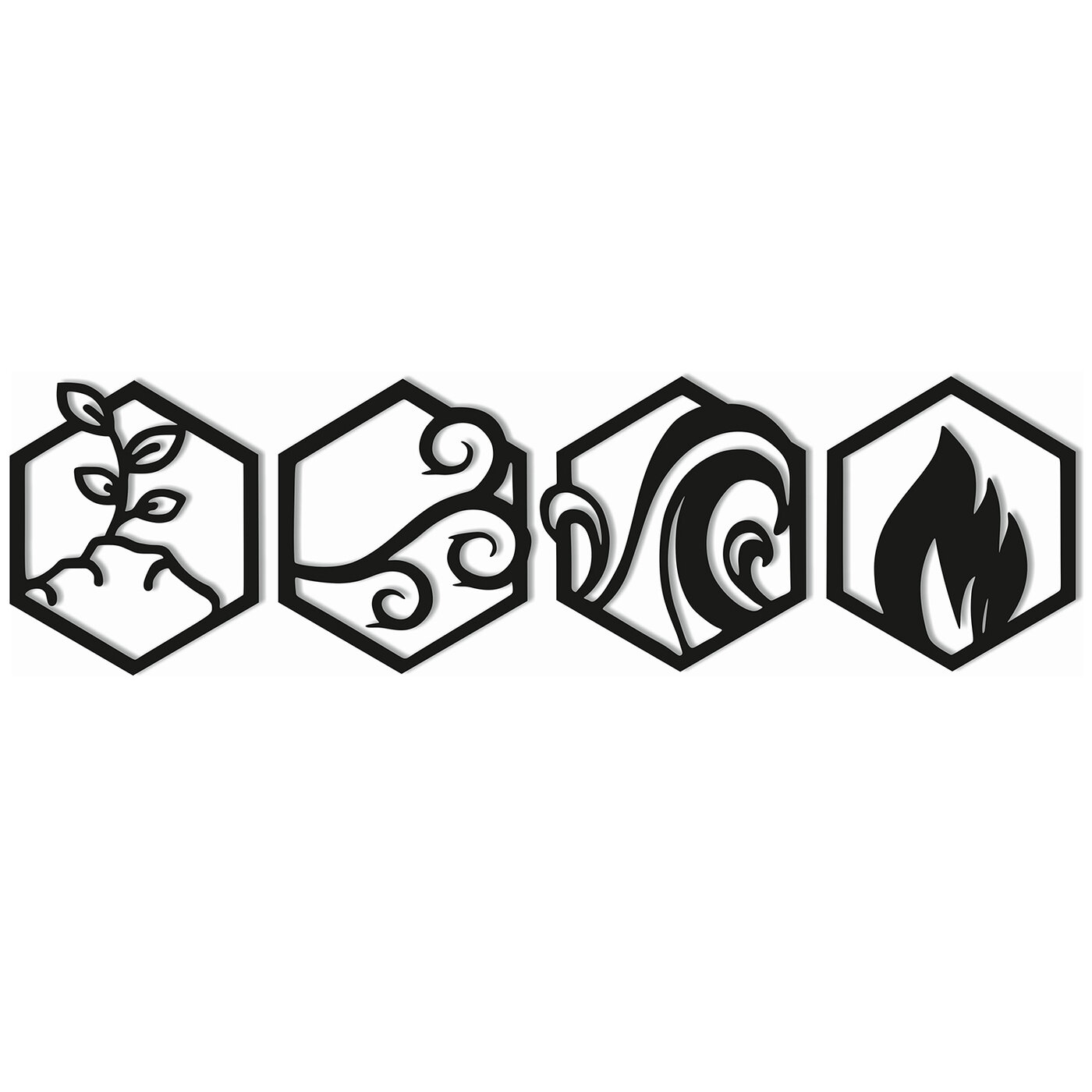 Панно "четыре стихии". Черный матовый цвет. 150х41 см.