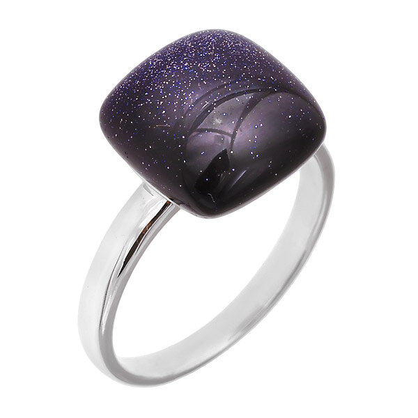 Перстень, серебро, 925 проба, родирование, авантюрин