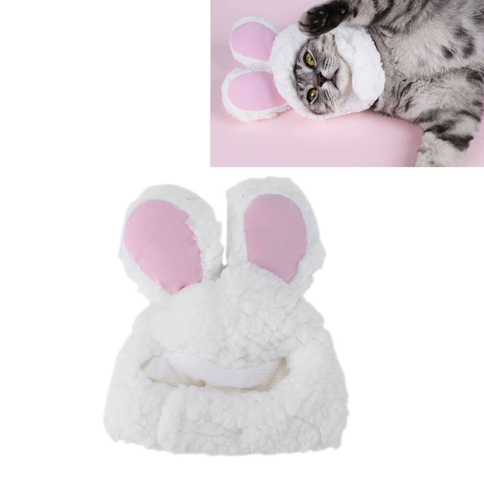 Кроличья шапка с ушками для кошки, плюшевый милый костюм, головной убор кролика для маленьких животных, Хэллоуин