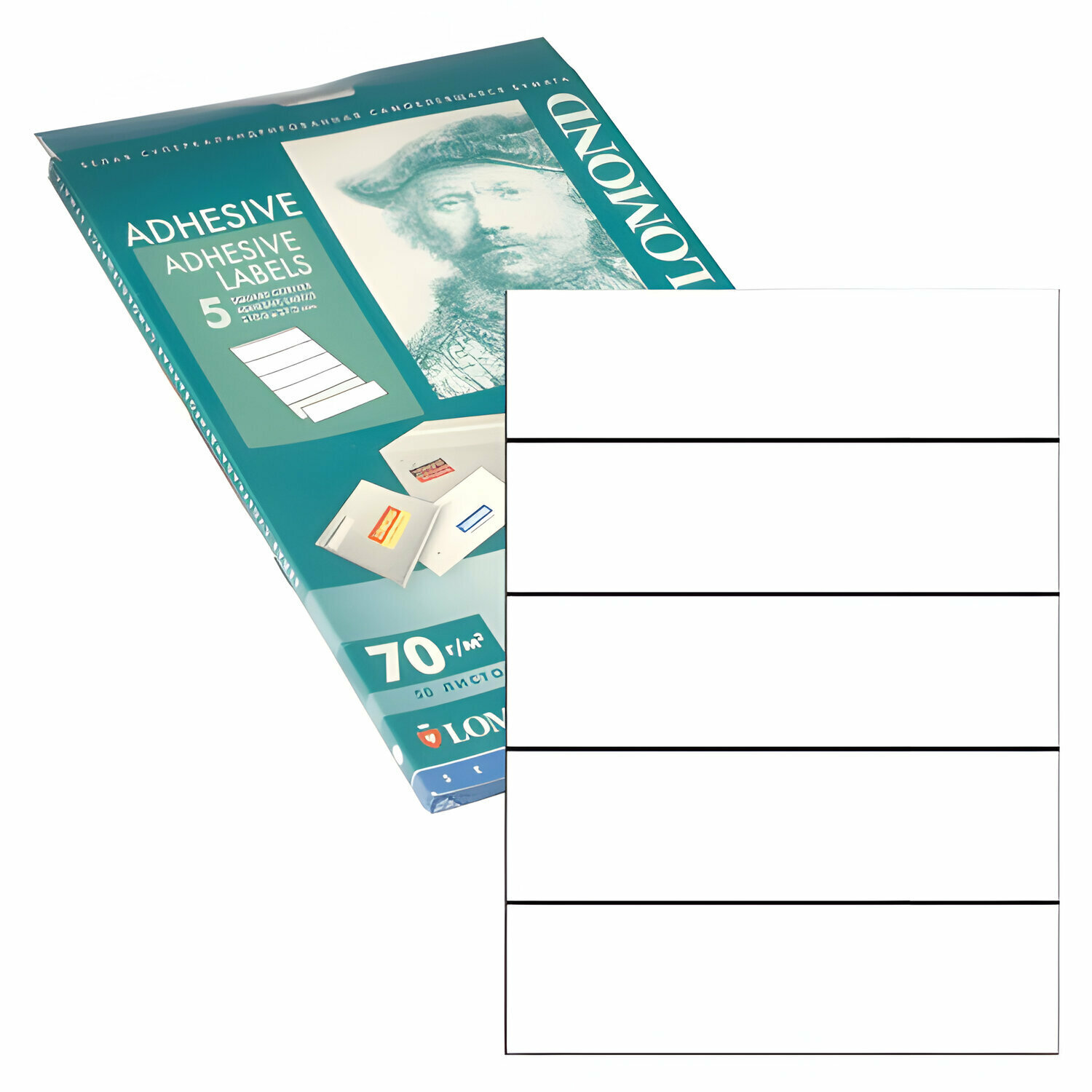 Этикетка самоклеющаяся Lomond 210х57 мм, белая, для папок-регистраторов, 70 г/м2, 50 листов (2100245)