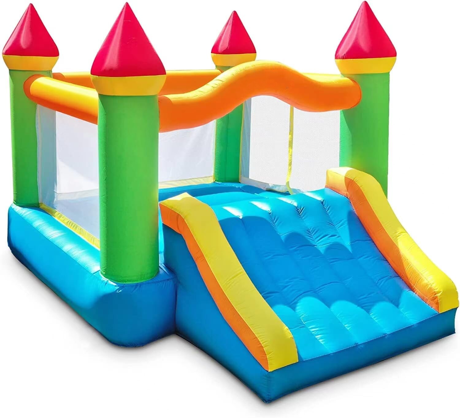 Детский надувной замок с горкой и батутом, Надувная складная игровая площадка