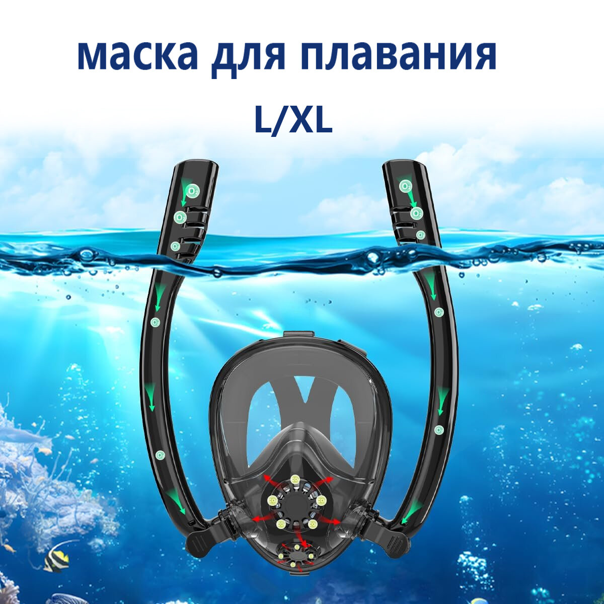 Маска для подводного плавания, С дыхательной трубкой