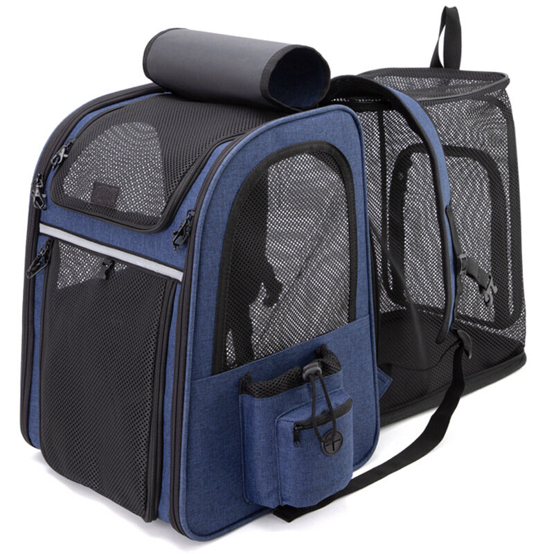 Сумка-тележка, для домашних животных, 01, синяя, с хиджабом, складная, большая емкость