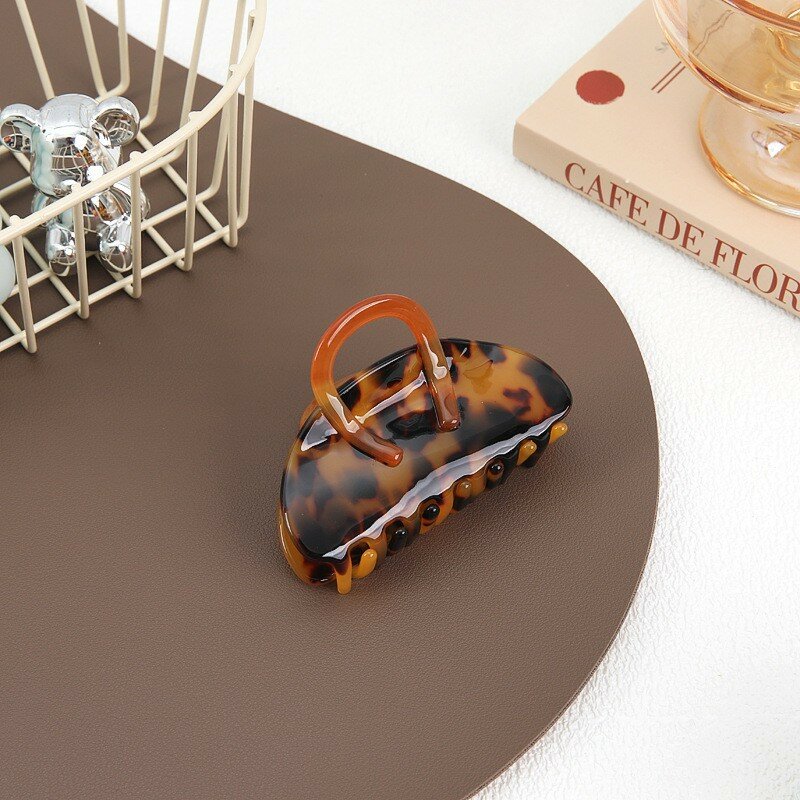 Зажим для сумки "Тюльпан", в виде акулы, темный леопардовый узор