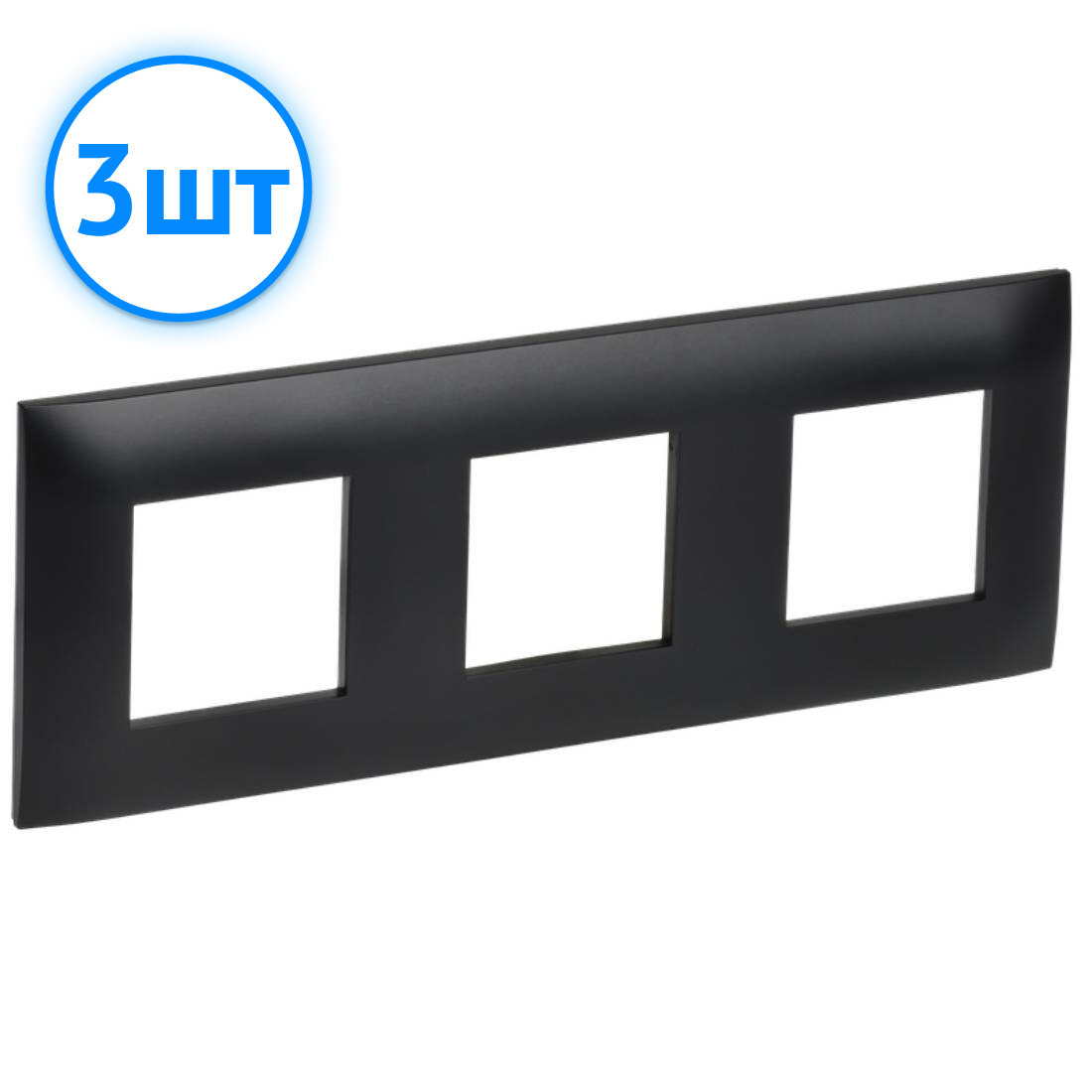 Рамка электроустановочная трехпостовая IEK SKANDY черный SK-F03Bl SK-M32-K02 (комплект из 3 шт.)