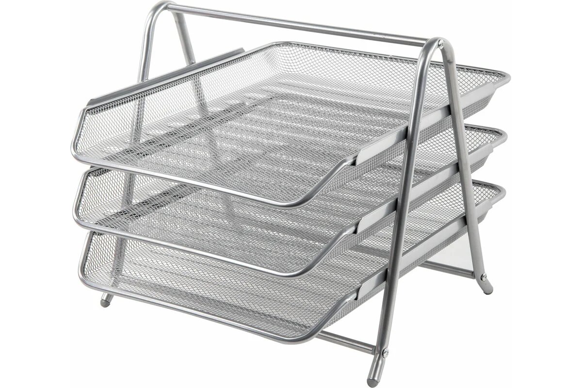 BRAUBERG Germanium Горизонтальный лоток для бумаг 3 секции А4 серебристый для офиса