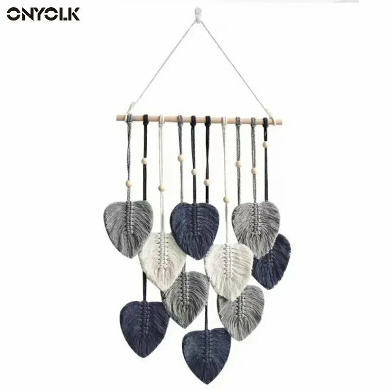 Настенный гобелен Нет бренда "Панно", макраме, листья, хлопок, ручная работа, 3 цвета