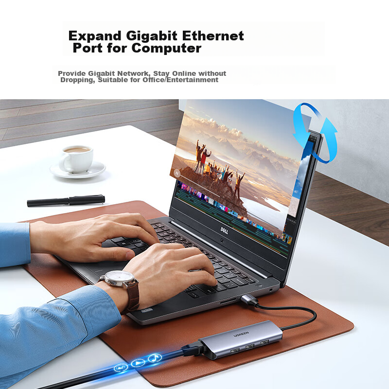 Lulian USB 3.0 to Gigabit Ethernet Adapter, External Network Cable Splitter, RJ45 Wired Network Card Converter, Expansion Dock Suitable for Desktop And Laptop Hub