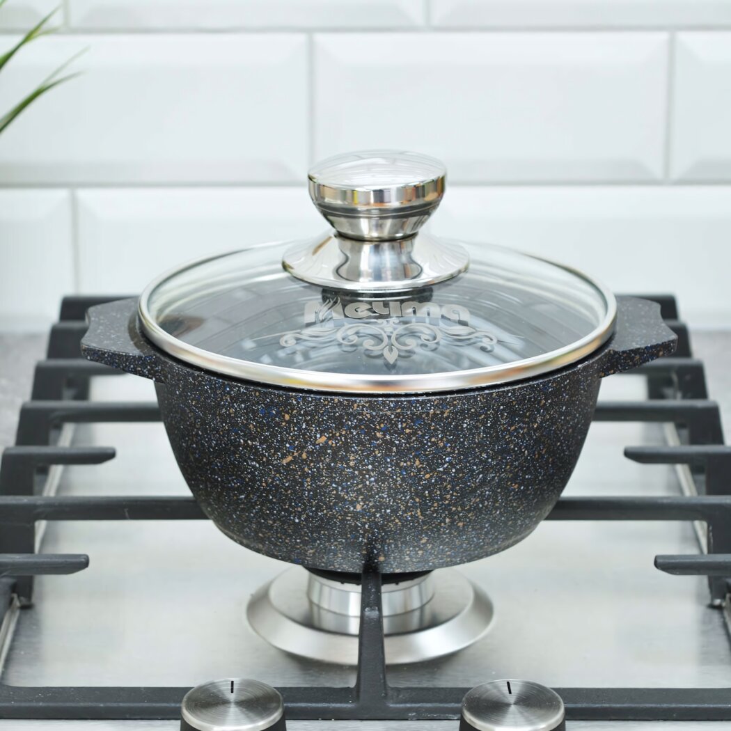 Кастрюля 1л "Гранит Star" Мечта, литой алюминий, антипригарное покрытие, стеклянная крышка