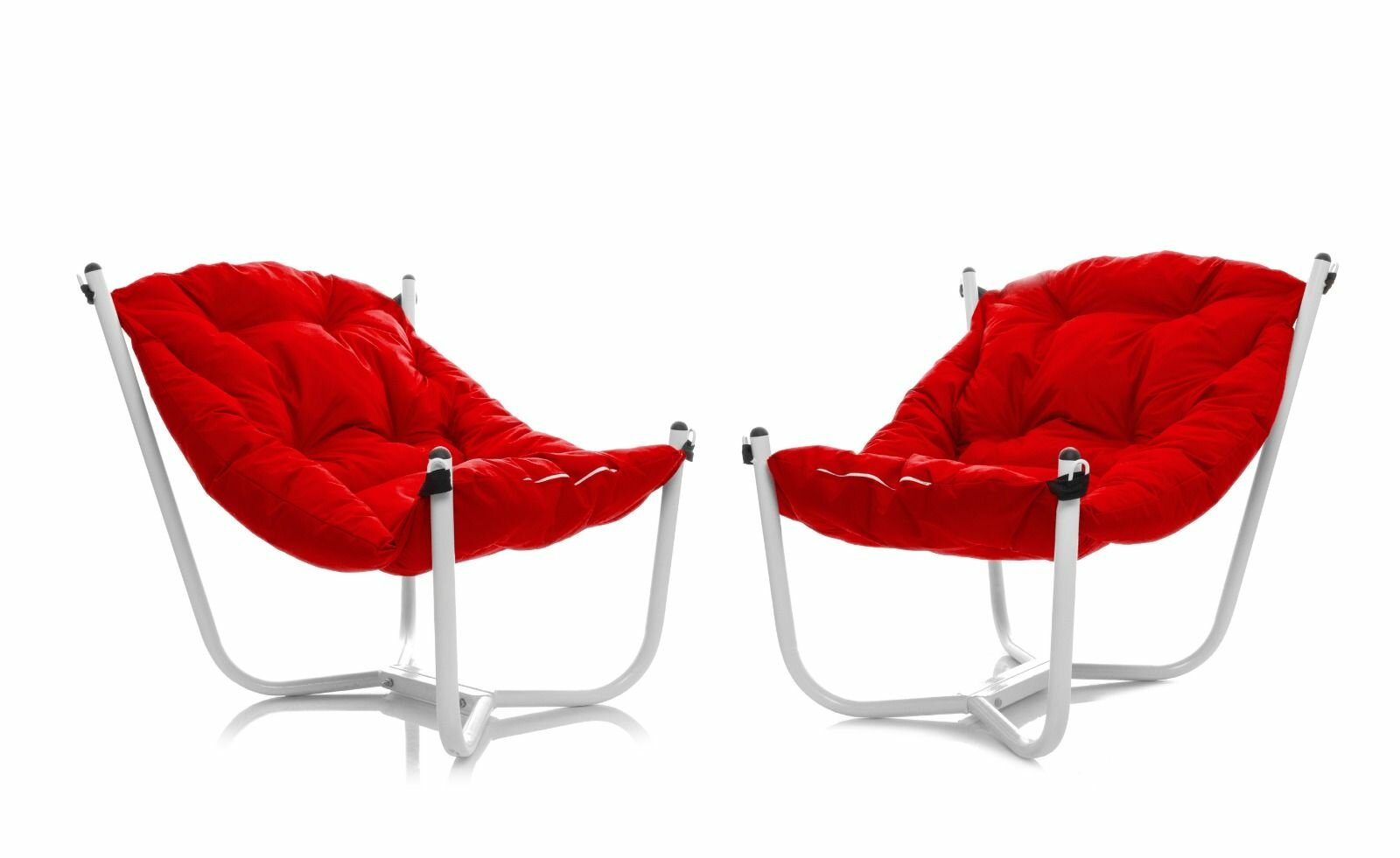 Комплект мягких кресел ЧИЛ, белое основание, красная подушка (2 шт)
