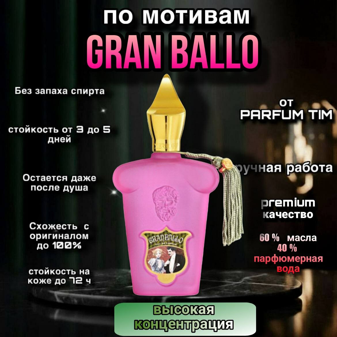 Духи масляные концентрированные по мотивам Xerjoff Gran Ballo, (Спрей) 10 мл стойкие и шлейфовые от PARFUM_TIM