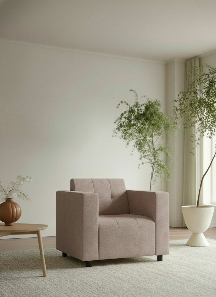 Кресло Альтаир с подлокотниками бежевый велюр в офис, дом, салон красоты, прихожую, гостиную, зону ожидания.