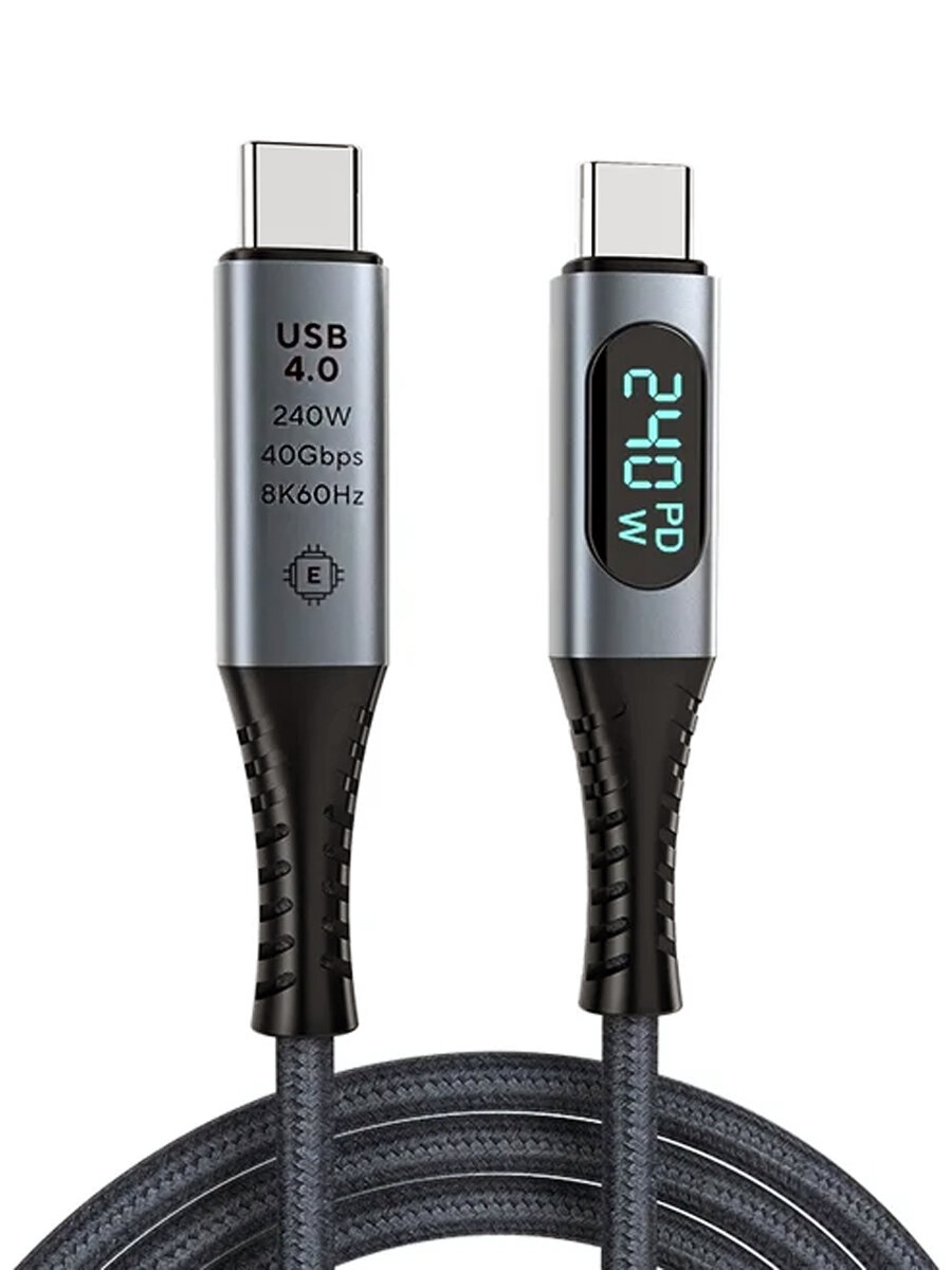 Кабель Type C USB 4.0 Gen 3, Thunderbolt 4, 240 Вт, 8К 60Гц, 40 Гбит/с, дисплей, быстрая зарядка, сертифицированный.