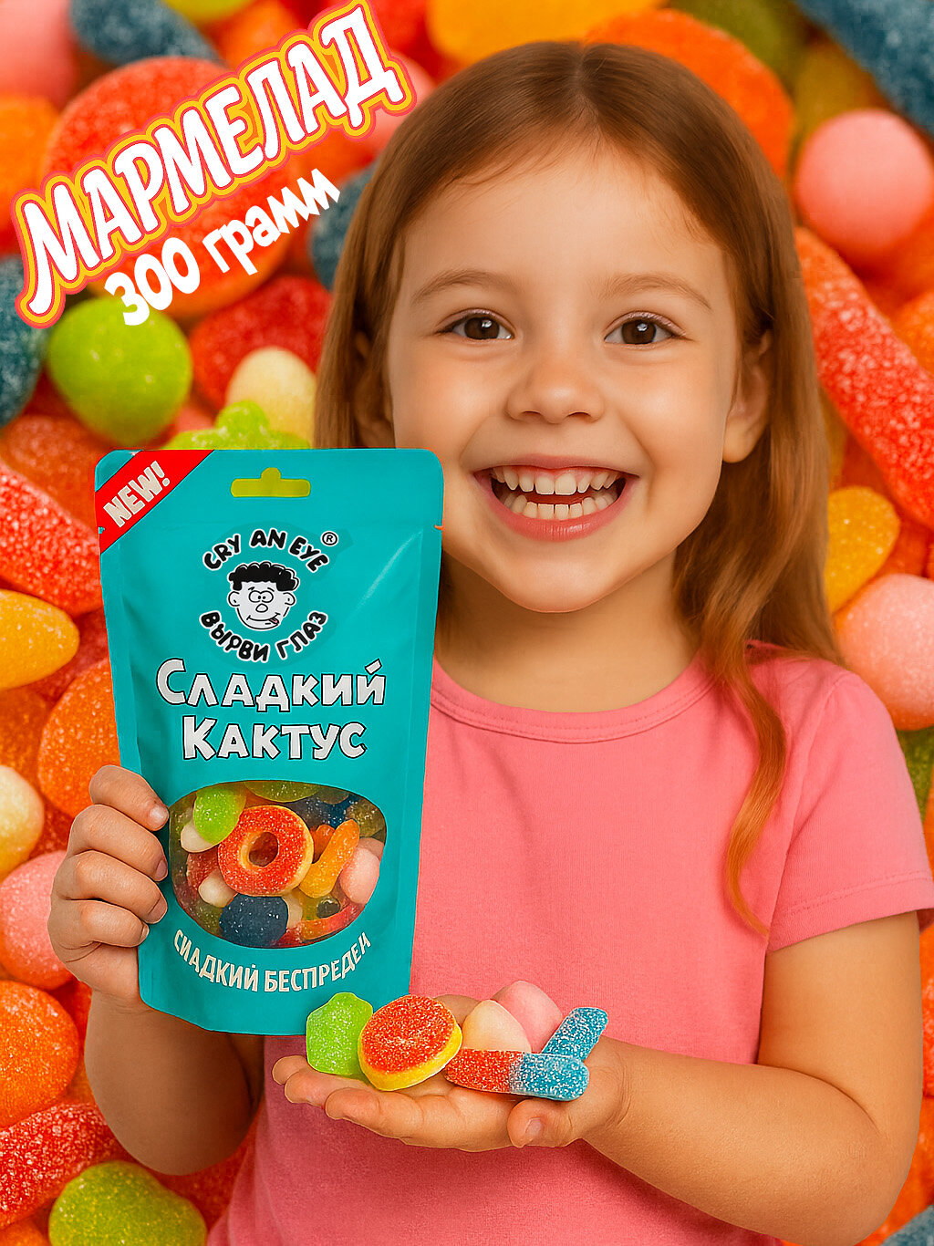 Мармелад жевательный ассорти набор сладостей для детей CRY AN EYE 300гр