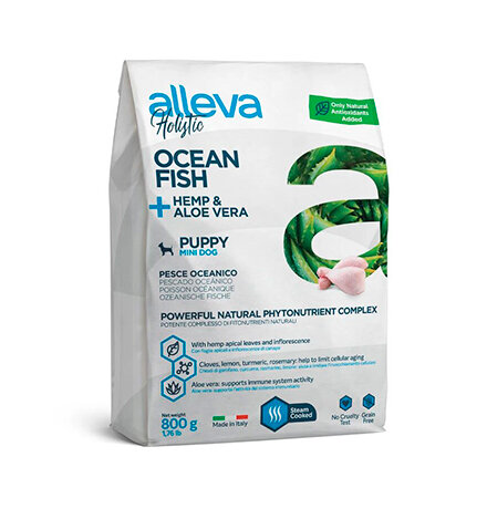 Сухой корм Аллева для Щенков Мелких пород Океаническая рыба Алоэ вера Конопля 800 г