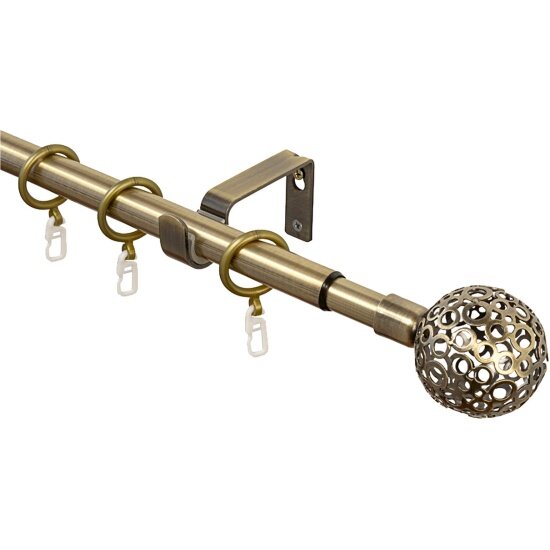 Карниз металлический раздвижной LM Decor Ажур, 16/19 мм 1,6-3,0м 1 рядный антик