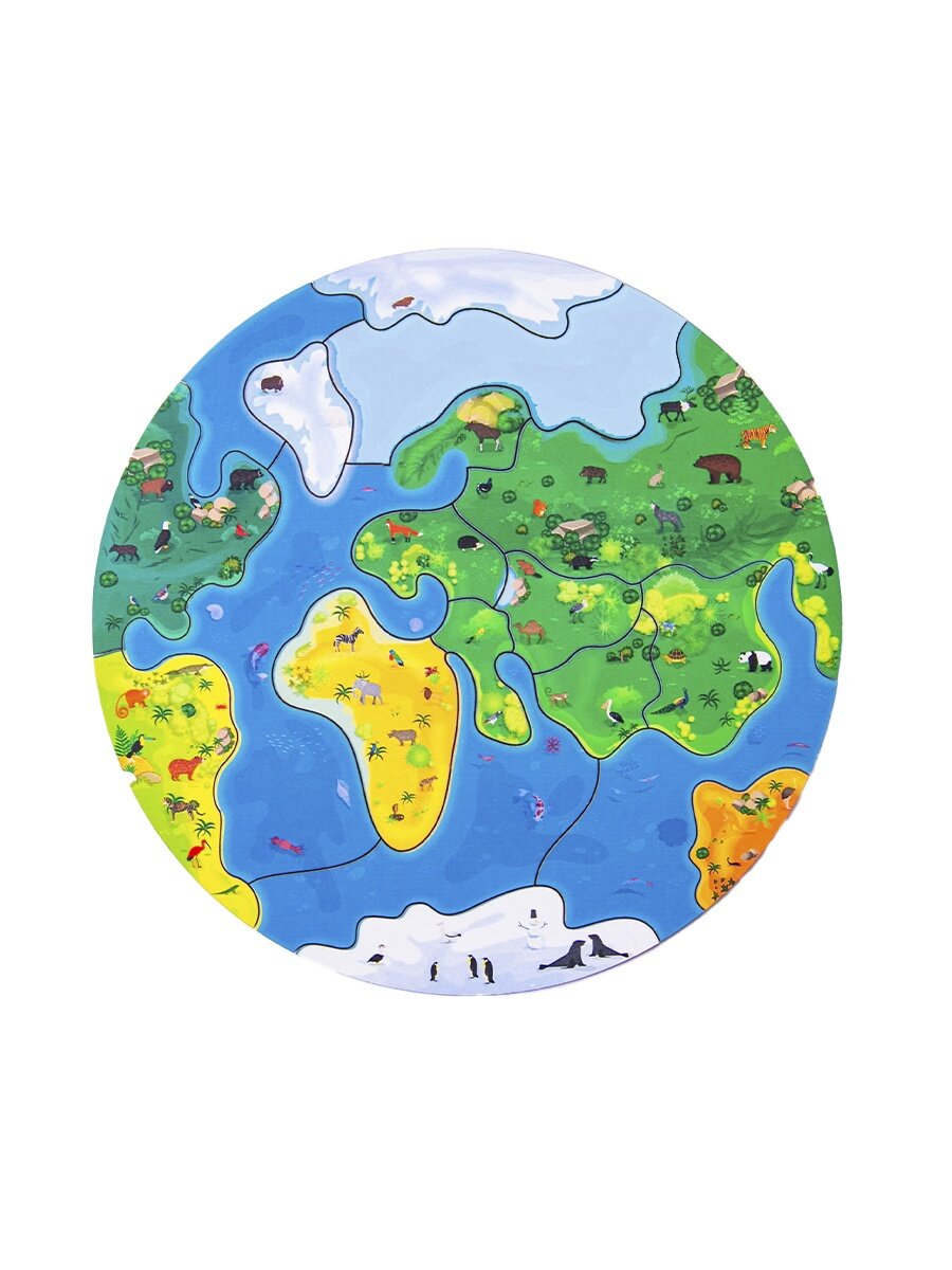Пазл "Планета Земля" от Сибирских игрушек, деревянный, 18 деталей