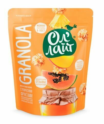 Запеченная гранола (мюсли) Ол'Лайт с тропическими фруктами 280г
