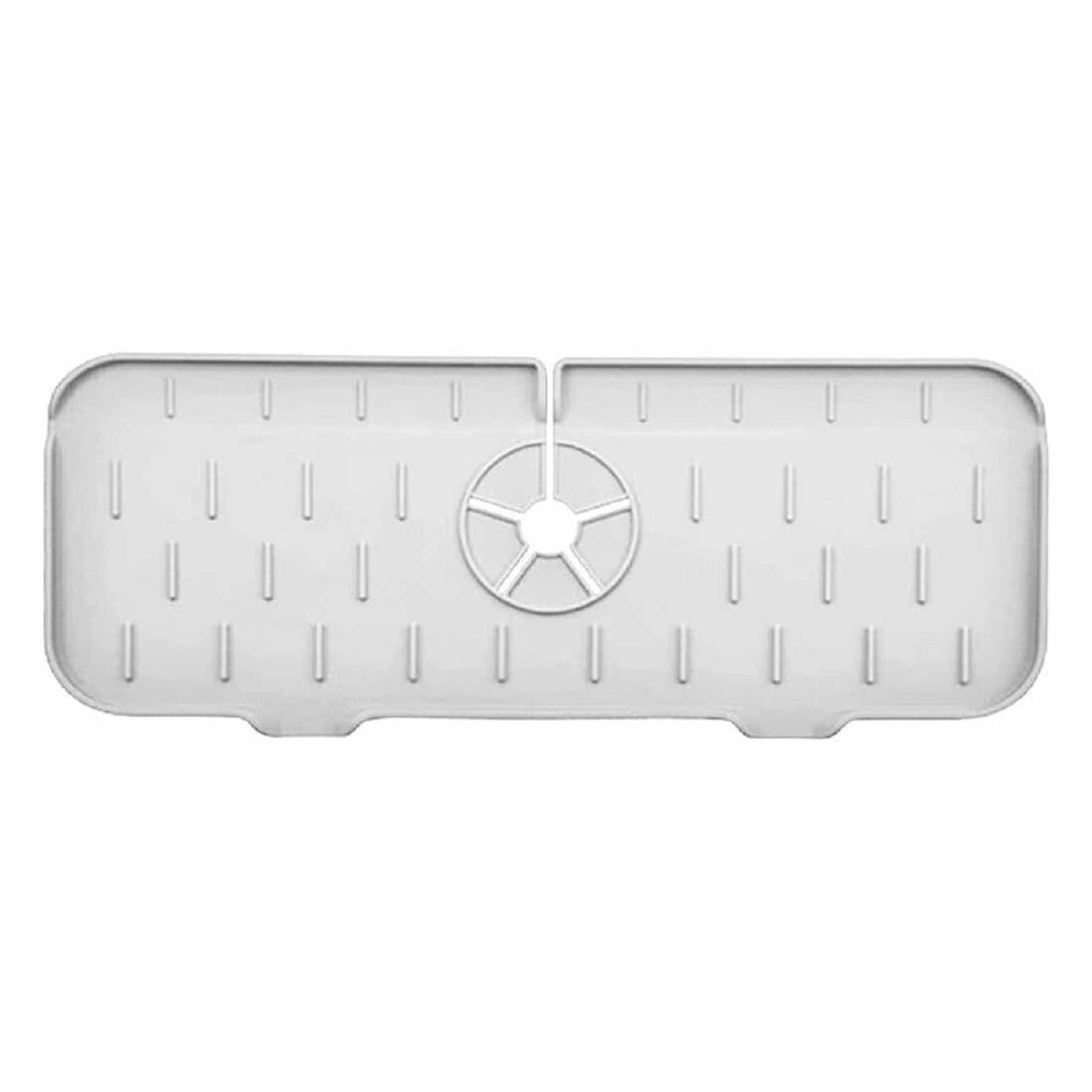 Коврик для раковины под смеситель, силиконовый, 37x14 см, цвет черный