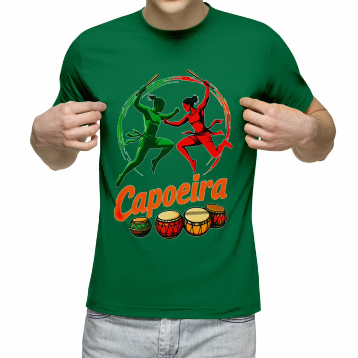Мужская футболка «Капоэйра: бой и ритм» (зеленый, XL)