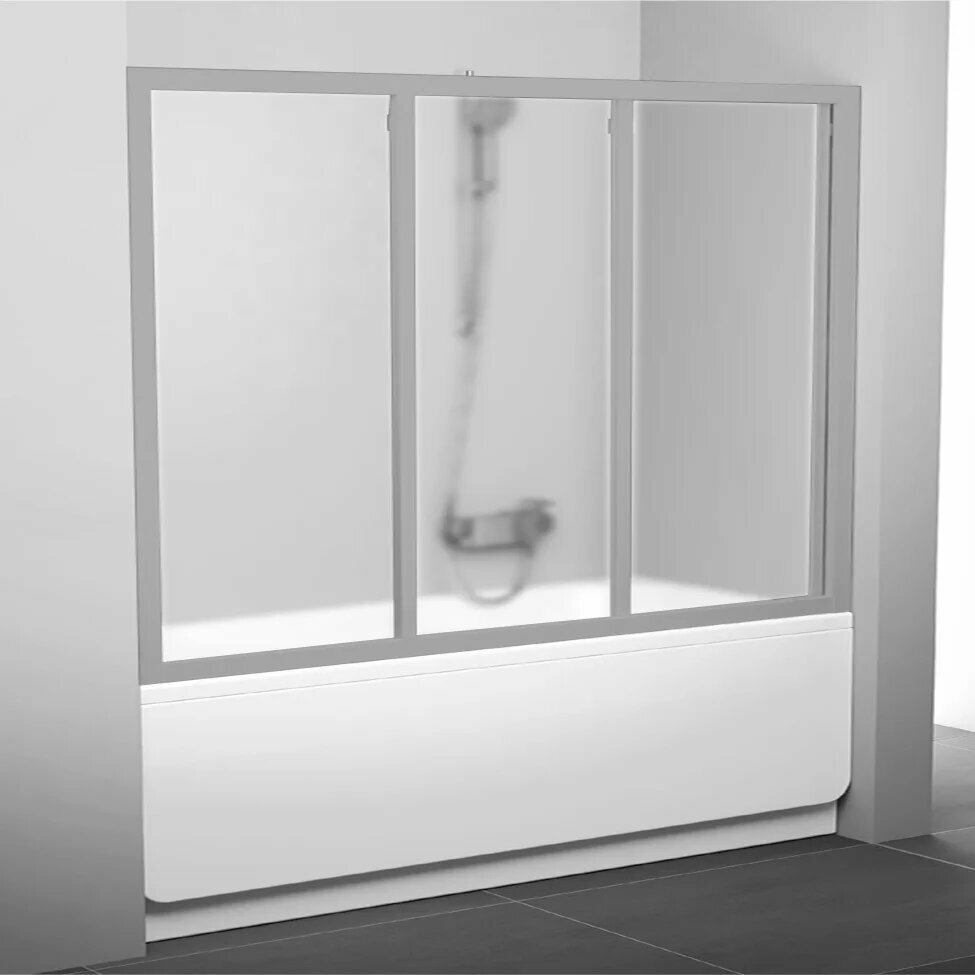 Шторка на ванну Ravak Supernova AVDP3-180 181 см, с профилем сатин, стеклянная, раздвижная, рифленое стекло