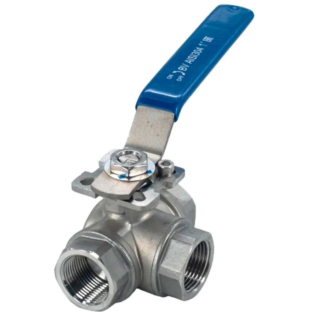 Кран шаровый трехходовой NEWKEY (L-тип) нержавеющий, AISI304 DN25 (1"), (CF8), PN64 NK-BTl25/4