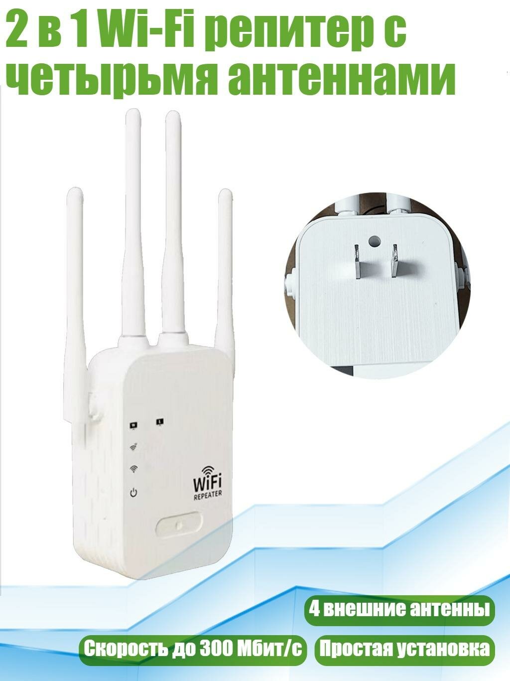 2 в 1 Wi-Fi репитер с четырьмя антеннами, Американки