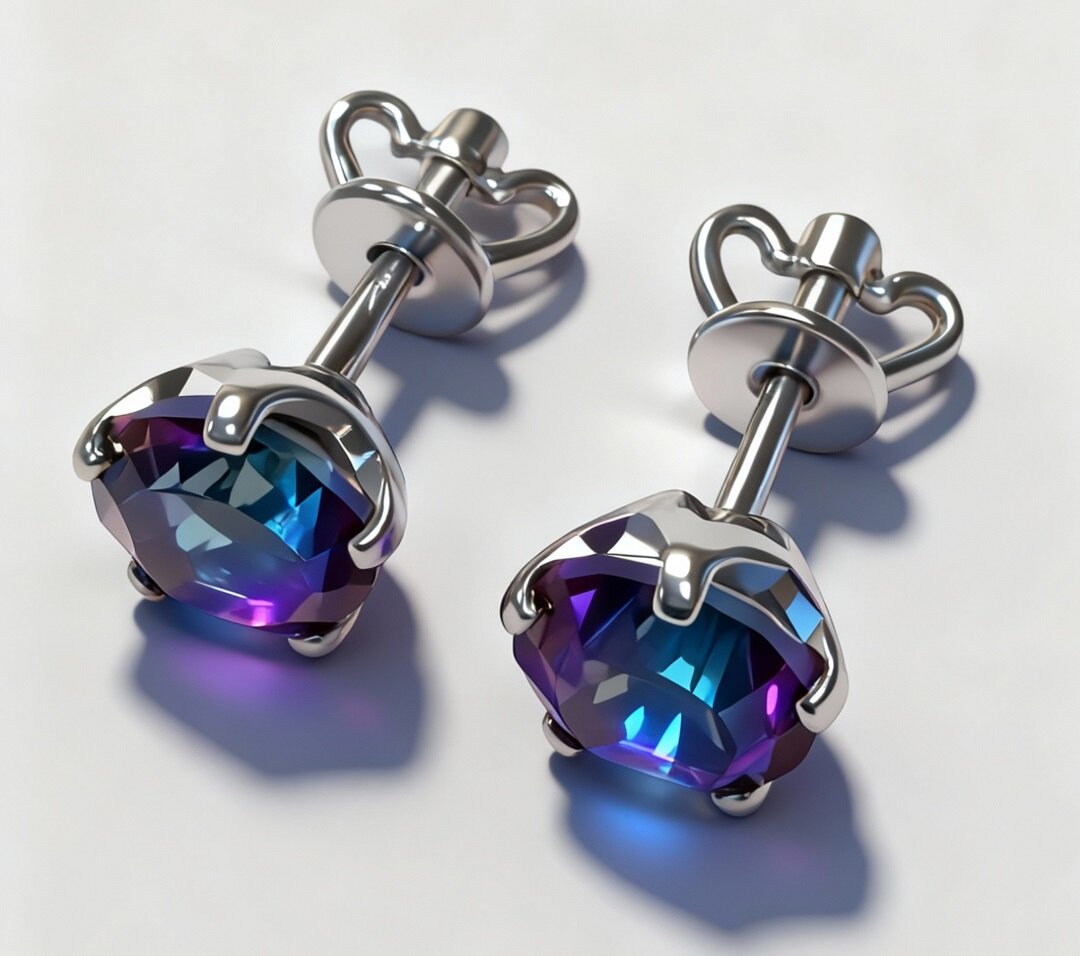 Серьги пусеты, серебро, 925 проба, родирование, кварц синтетический