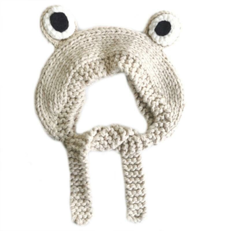 Вязаная шапка-лягушка, Бежевый